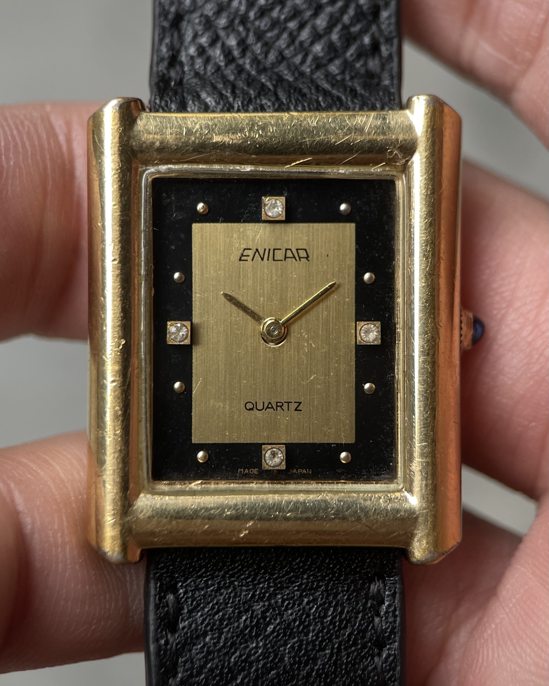 ENICAR QUARTZ GOLD TONE TANK WATCH | Artizen Store