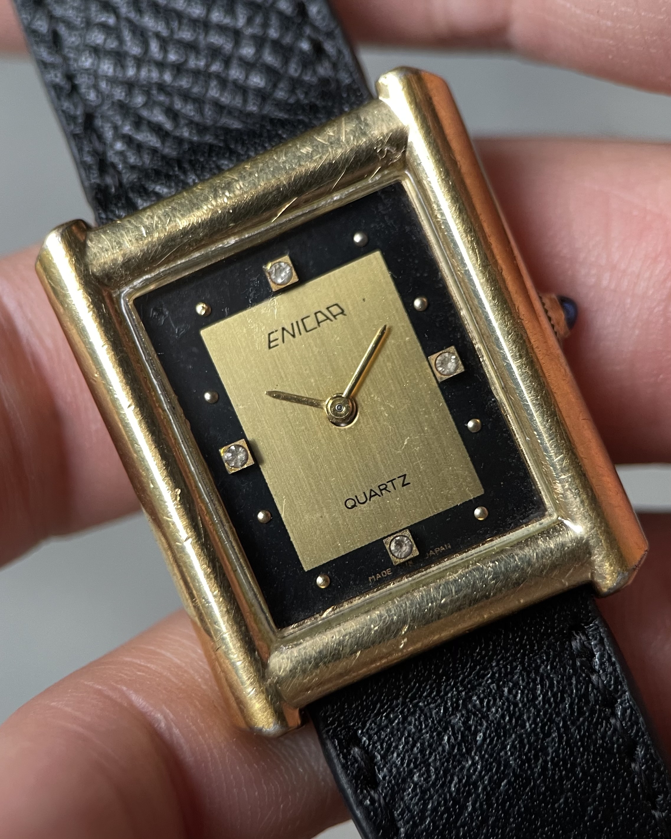 ENICAR QUARTZ GOLD TONE TANK WATCH | Artizen Store