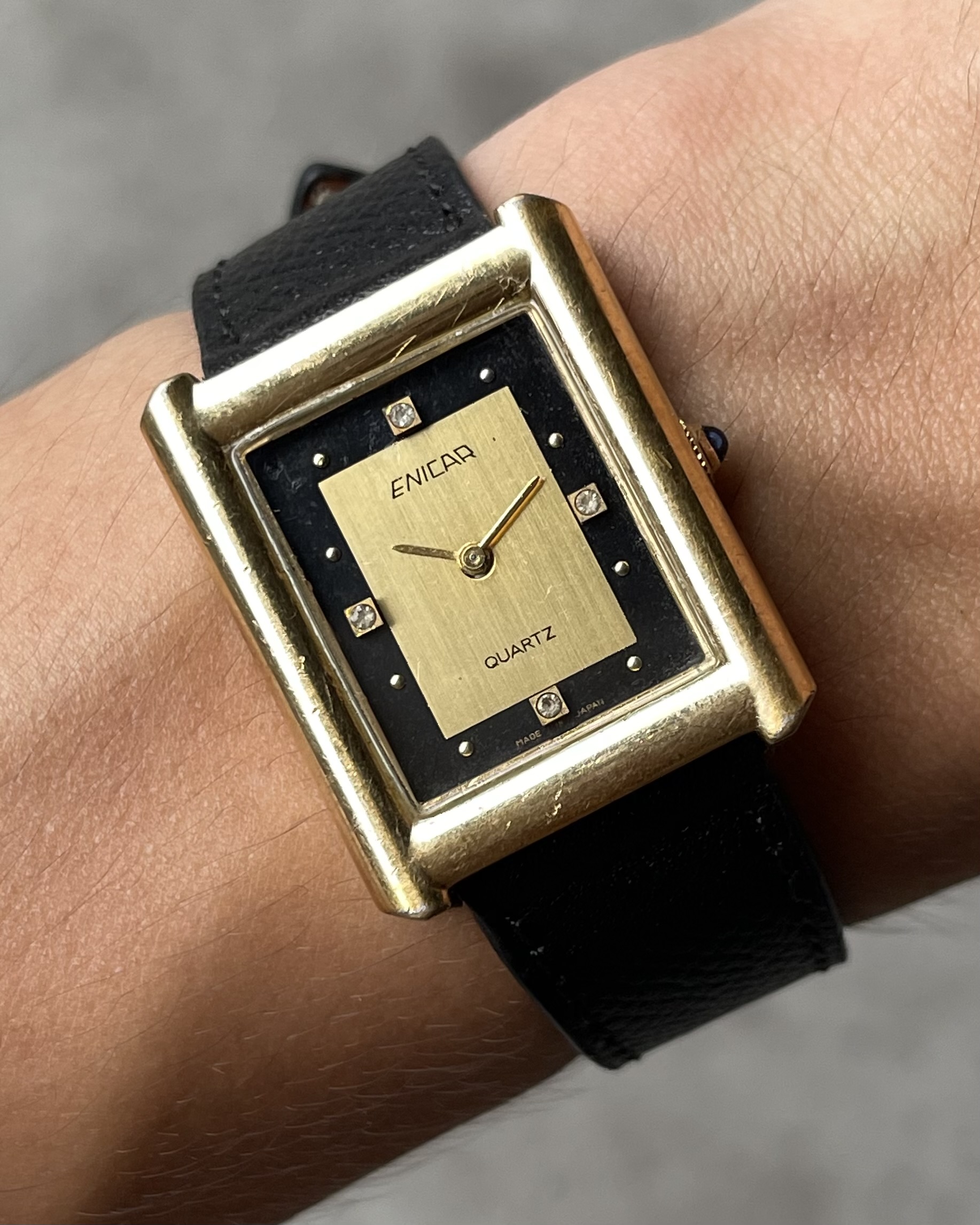 ENICAR QUARTZ GOLD TONE TANK WATCH | Artizen Store